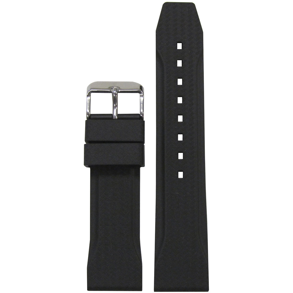 NBR Italian Rubber Watch Band | Bonetto 324 | Black | Carbon Etching ...