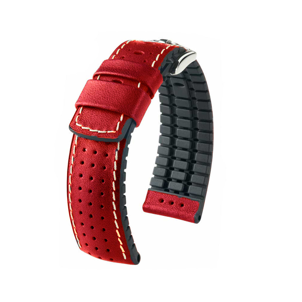 Perforated Calfskin Watch Strap | Tiger | Red | Hirsch Performance Ser ...
