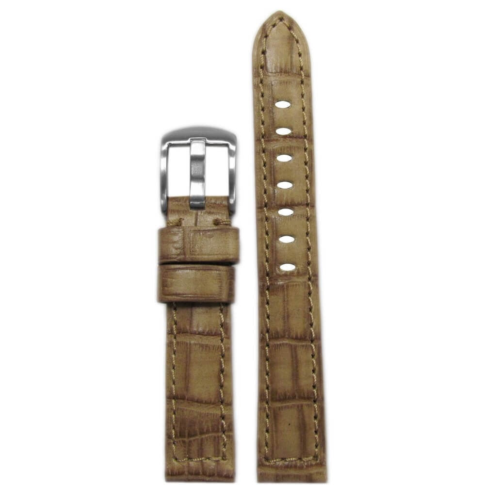 Natural Classic Embossed Leather Gator Watch Band | Padded | Cork | Ma ...