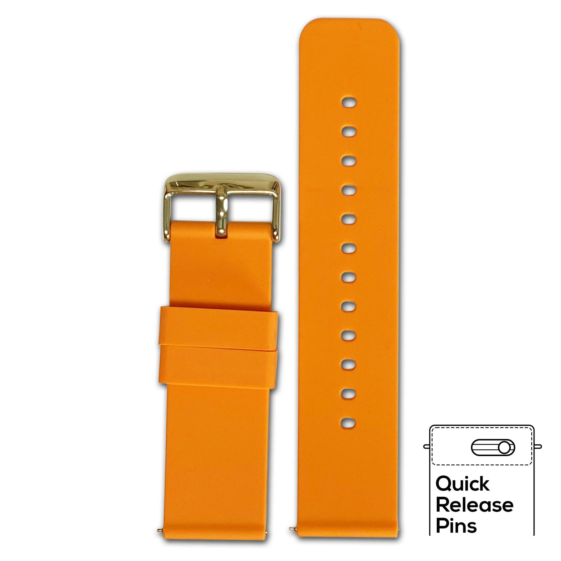 Quick Release Watch Band | Orange | Silicone | Two-Piece – Panatime ...