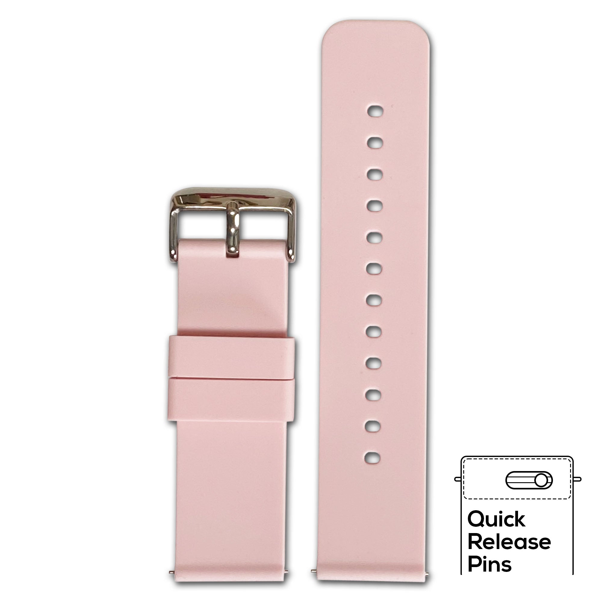 Quick Release Watch Band | Pink | Silicone | Two-Piece – Panatime Watch ...